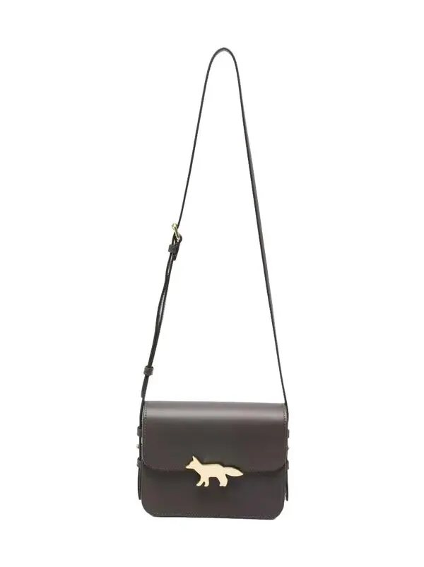 Maison Kitsuné Fox-plaque Leather Shoulder Bag - Brown