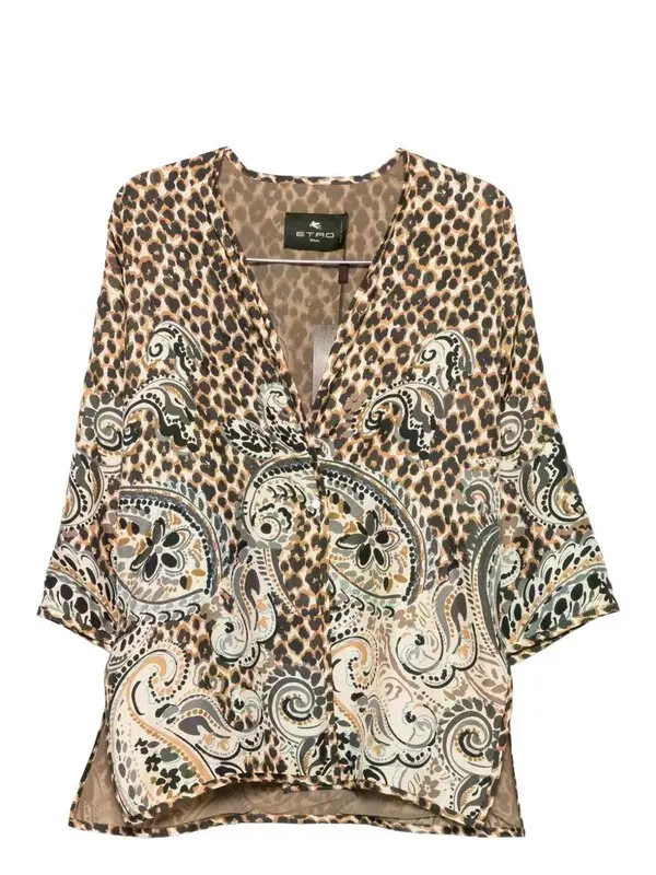 Etro Leopard & Paisley Print Jacket - Brown