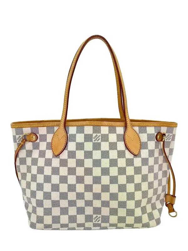 LOUIS VUITTON Damier Azur Neverfull Pm Shoulder Bag - White