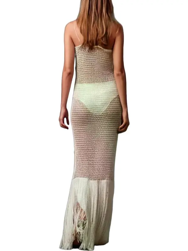 BLESS Takara Fringed Maxi Dress - Neutrals