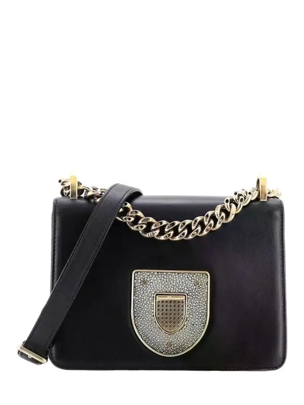 Dior Diorama Club Flap Bag Leather Small Shoulder Bag - Black