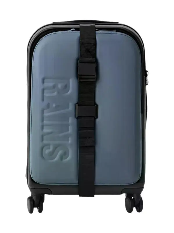 Rains Embossed Logo Buckle-strap Suitcase - Black