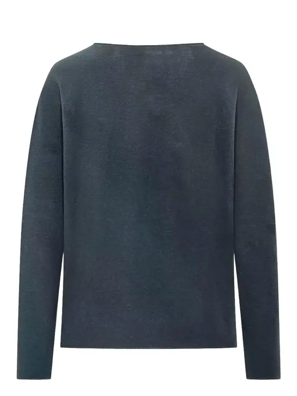 GRAN SASSO Crew Neck Ribbed Knit Sweater - Blue
