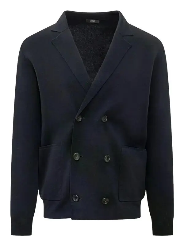 HOSIO Double-breasted Patch-pocket Blazer - Blue