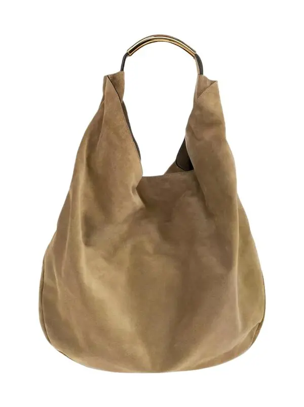 Moschino Handle Me Suede Shoulder Bag - Neutrals