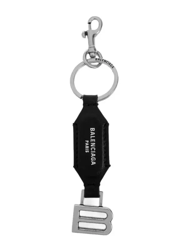 Balenciaga Logo-print B-logo Keychain - Black