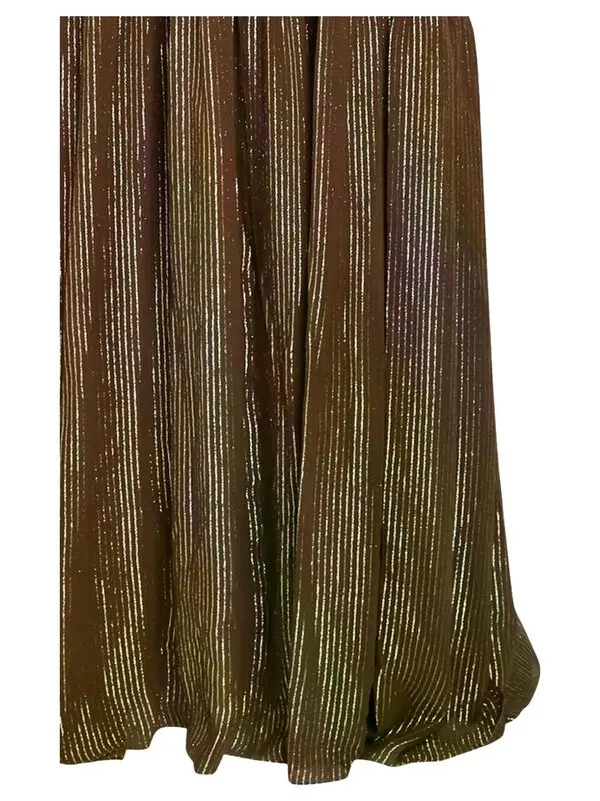 PETAR PETROV Metallic-stripe Tiered Maxi Dress - Brown