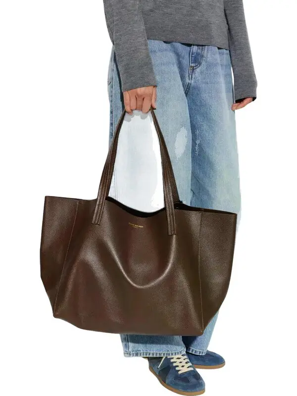 Kurt Geiger Pebbled Leather Tote Bag With Gold-tone Hardware - Brown