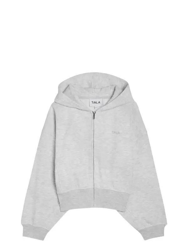 TALA Logo-embroidered Zip-up Hoodie - Grey