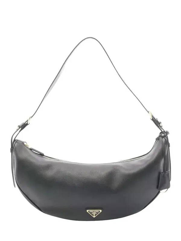Prada Large Calfskin Demi Lune Shoulder Bag - Black