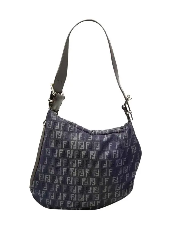 Fendi Zucchino Denim Oyster Shoulder Bag - Blue