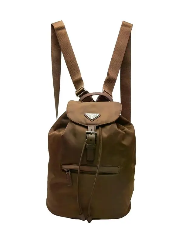 Prada Tessuto Drawstring Backpack - Brown