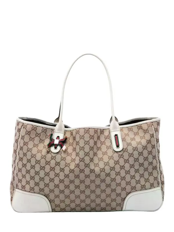 Gucci Gg Canvas Web Princy Tote Bag - White