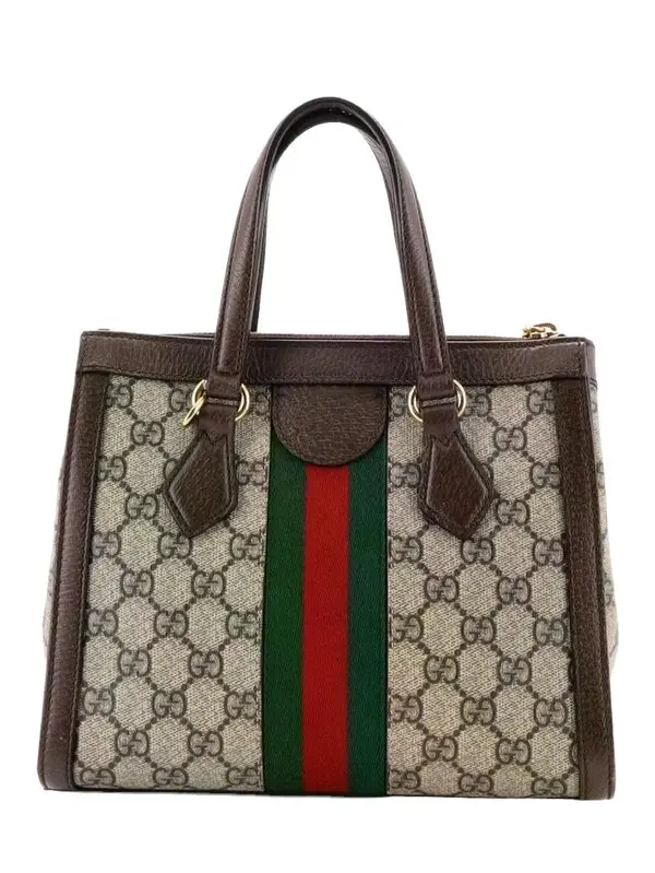 Gucci Ophidia Top Handle Gg Coated Canvas Small Tote Bag - Brown