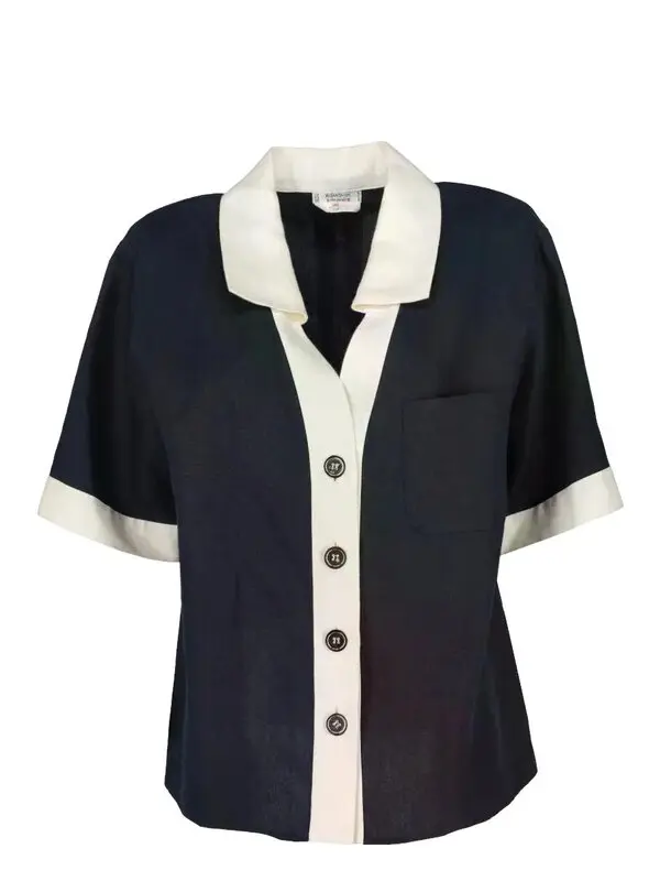 Saint Laurent Linen Contrast Trim Shirt - Blue