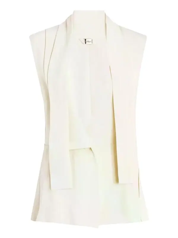 High Clasp Pussy-bow Vest - Neutrals