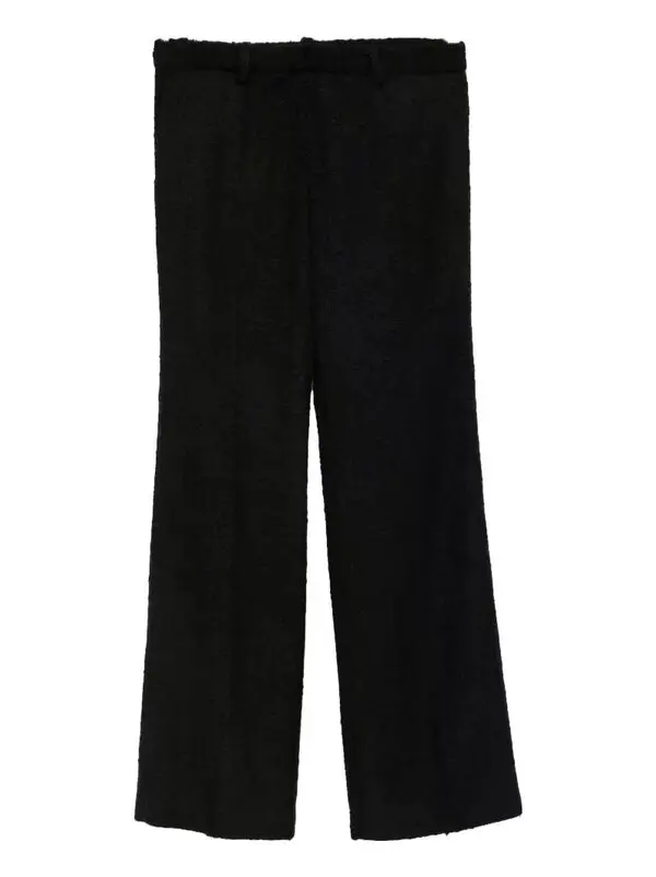 Magda Butrym Black Bouclé-knit Wide-leg Trousers - Green