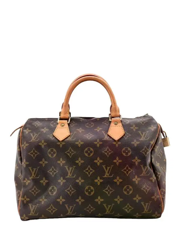 LOUIS VUITTON Speedy Monogram Canvas Satchel Handbag - Brown