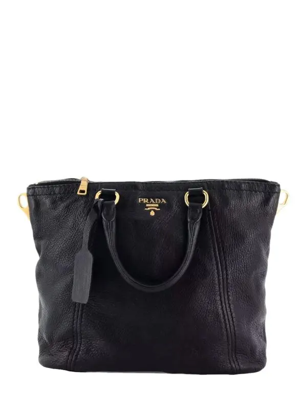 Prada Vitello Daino Convertible Tote Bag - Black