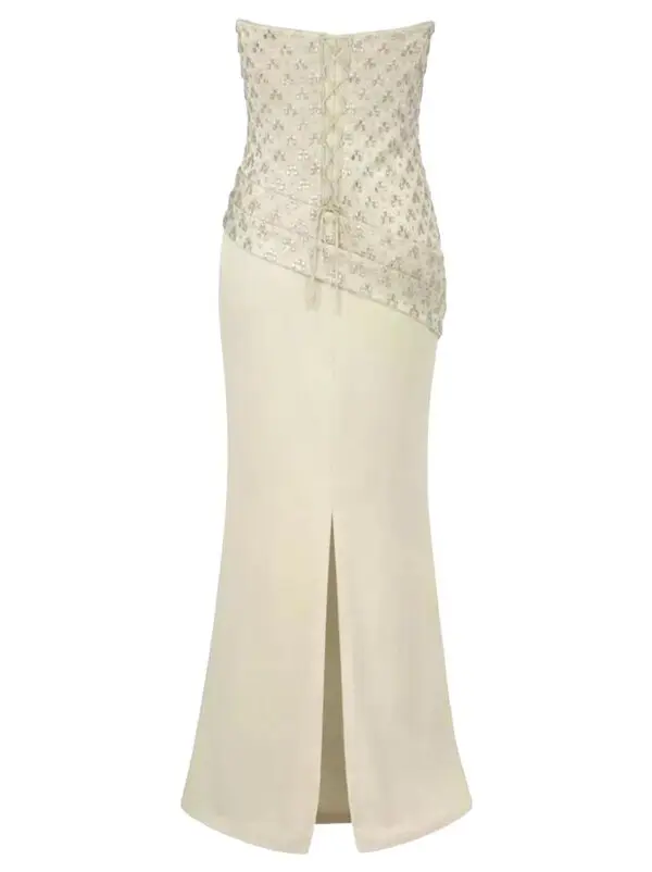 NAFSIKA SKOURTI Solene Crystal-embellished Gown - Neutrals