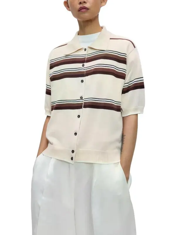 CORDERA Striped Short-sleeve Polo Shirt - Neutrals