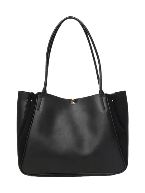 COCCINELLE Suede Panel Leather Shoulder Bag - Black