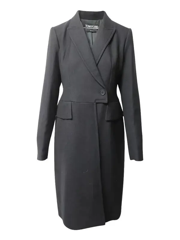 TOM FORD Wool Notched Lapel Coat - Black