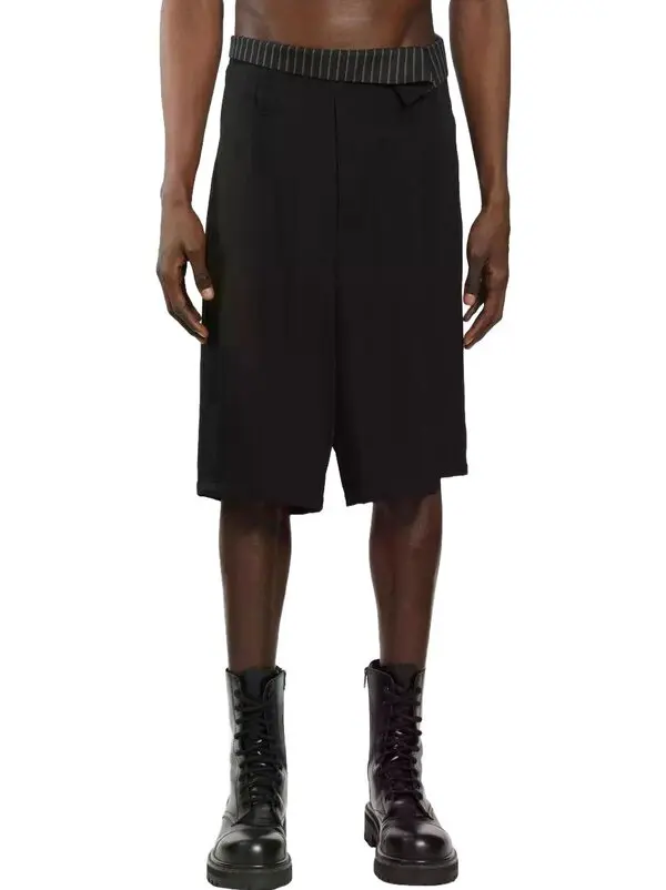 Yohji Yamamoto Wool Gabardine Shorts - Black