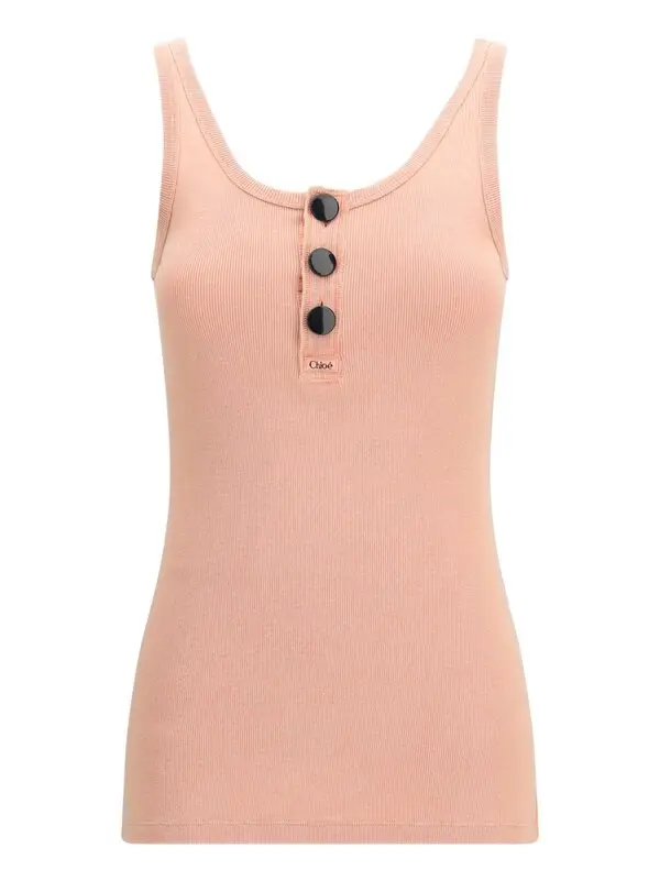 Chloé Fitted Henley Tank Top - Pink