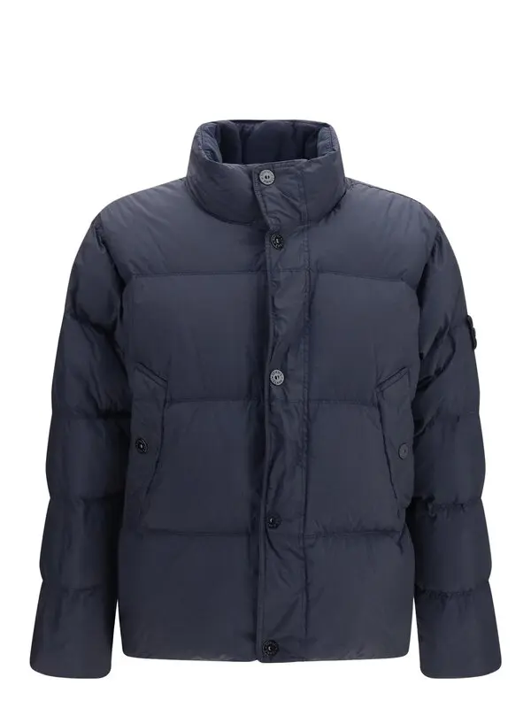 Stone Island Quilted High-neck Puffer Jacket - Blue