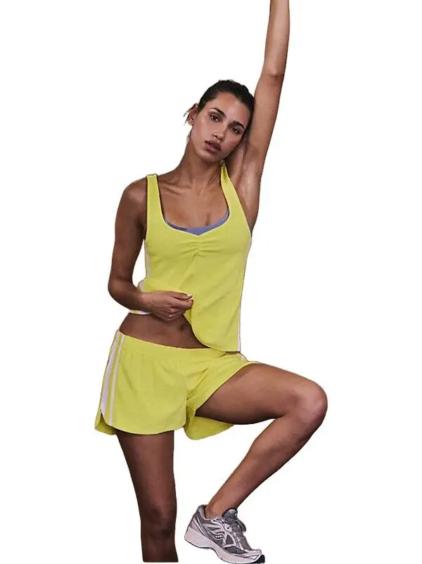 Free People Towel Terry Set With Scoop Neck Tank And Shorts - Yellow
