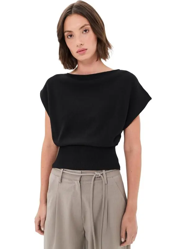 ST. AGNI Cashmere Asymmetrical Top - Black