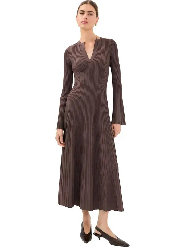 Simkhai Genna Ribbed Knit Maxi Dress - Chocolate