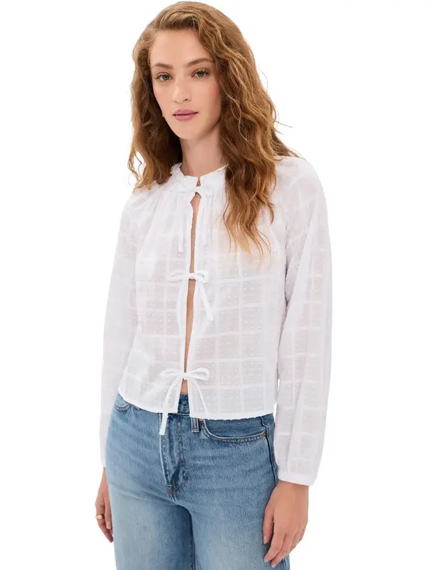 Splendid Fleur Tie Front Blouse - White