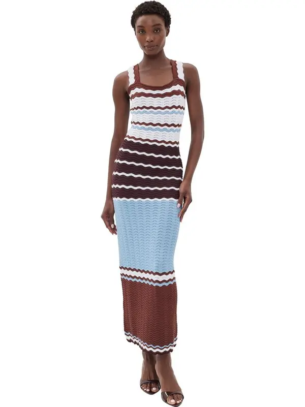 English Factory Crochet Midi Dress - Brown Multi