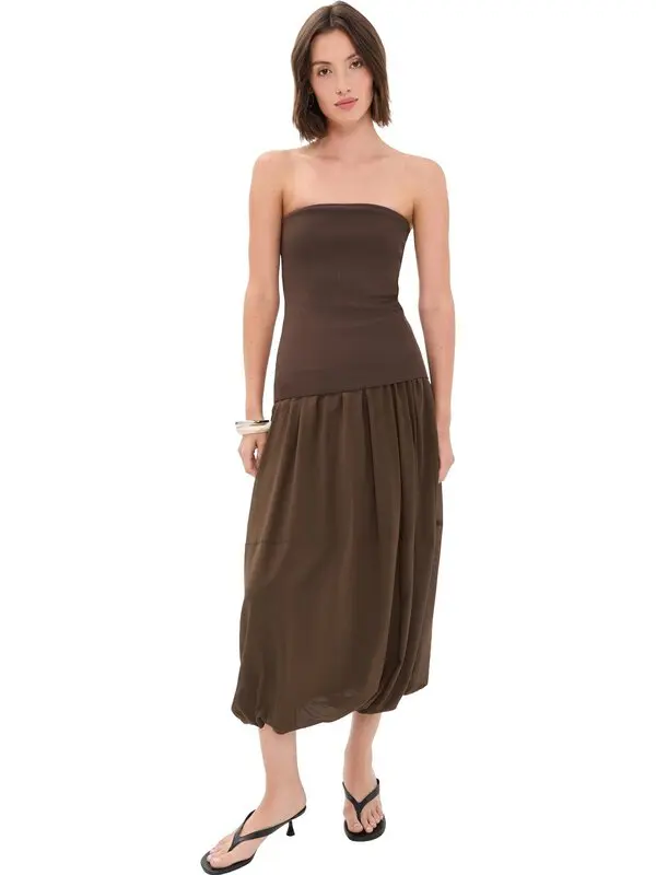 ST. AGNI Strapless Balloon Hem Dress - Cedar