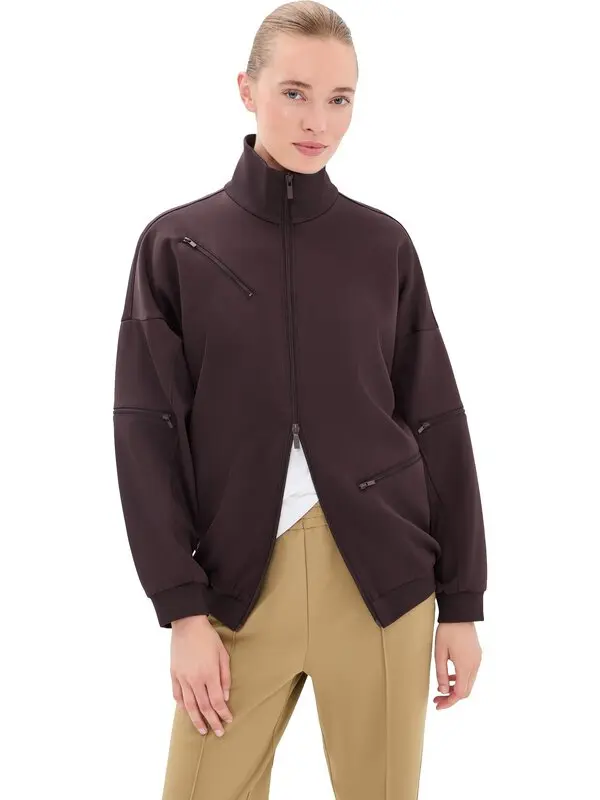 Tibi Active Knit Zipper Detailed Track Jacket - Brown