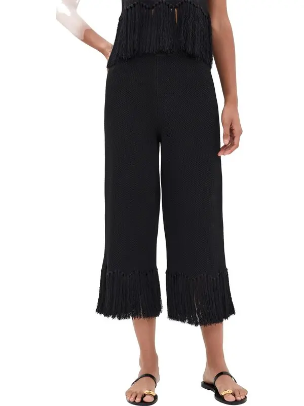 English Factory Fringe Detailed Knit Pants - Black