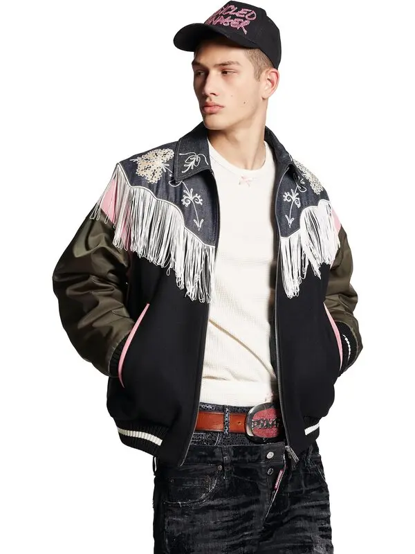 Dsquared2 Western Varsity Bomber Jacket - Black