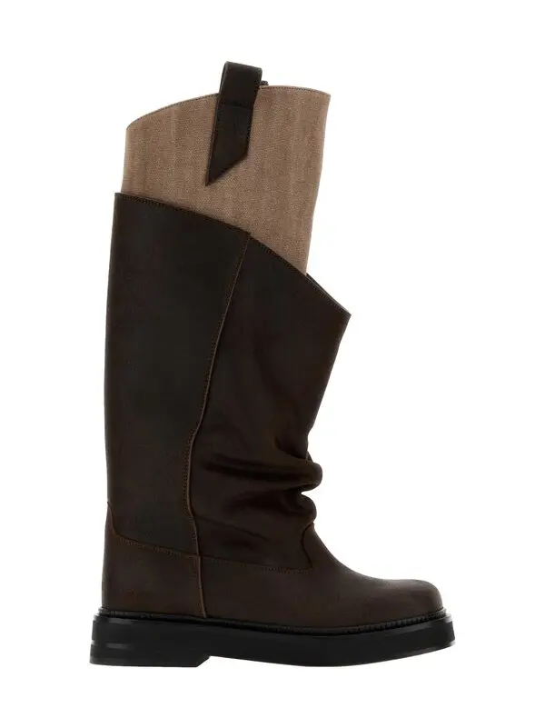 Attico Leather Boots - Silver