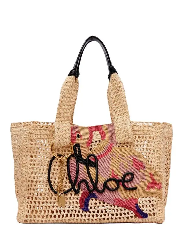 Chloé East-west Summer Banana Raffia Shoulder Bag - Multicolor