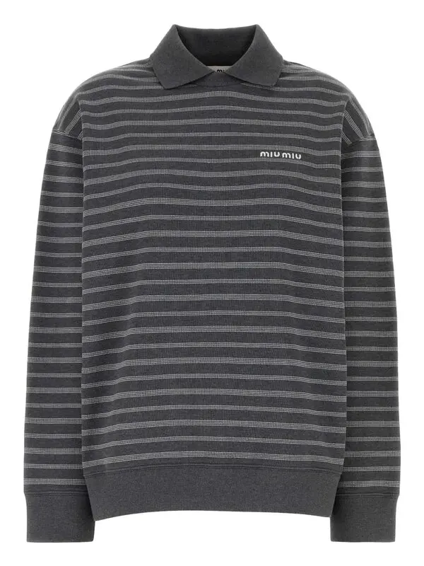 Miu Miu Embroidered Cotton Oversize Polo Shirt - Multicolor