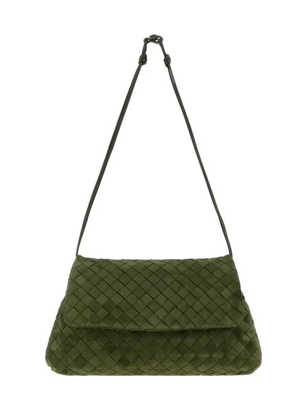 Bottega Veneta Suede Giorno Shoulder Bag - Green