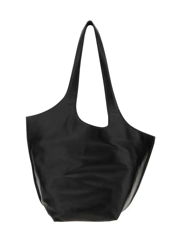 Attico La Scoop Leather Shoulder Bag - Black