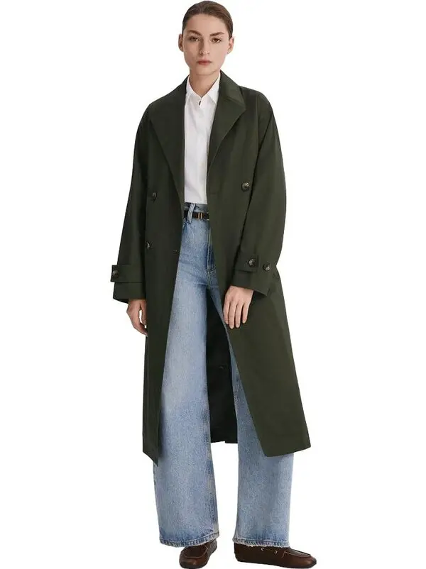 OROLAY Maxi Oversized Trench Coat - Olive