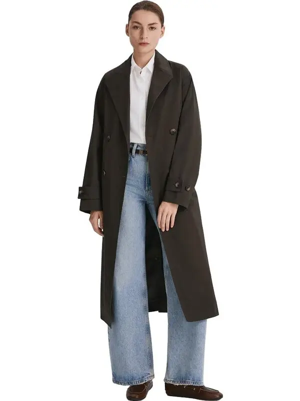 OROLAY Maxi Oversized Trench Coat - Olive