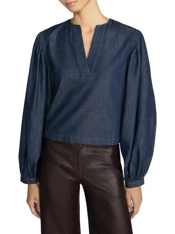 FRAME The Off Duty Cropped Denim Shirt - Rinse