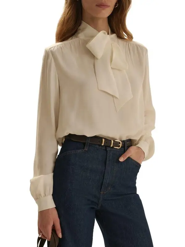 FAVORITE DAUGHTER The Simone Tie Neck Top - Ivory