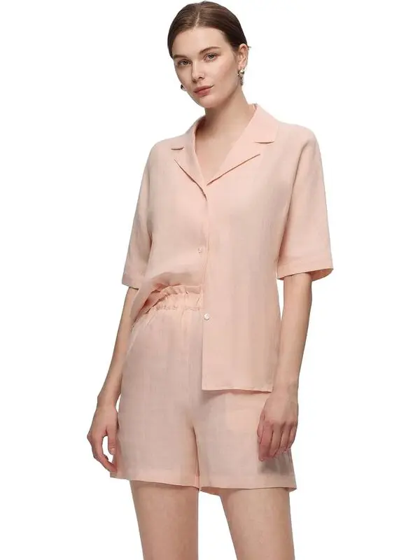 JUANA Hemp Camp Shirt - Light Peach