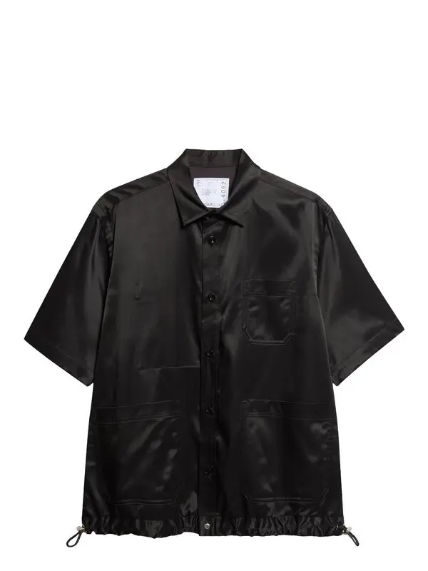 Sacai Twill Short Sleeve Shirt - Black